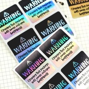 Bags | 6 Pc Warning Opening Package Cause Extreme Happiness Stickers ...